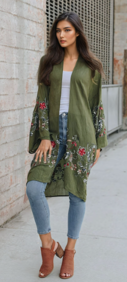 Livia Long Floral Kimono Cardigan | LillyGene Collective